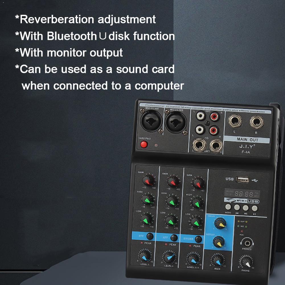 4 Channel Bluetooth Mixer Audio Console Stage DJ L... – Grandado