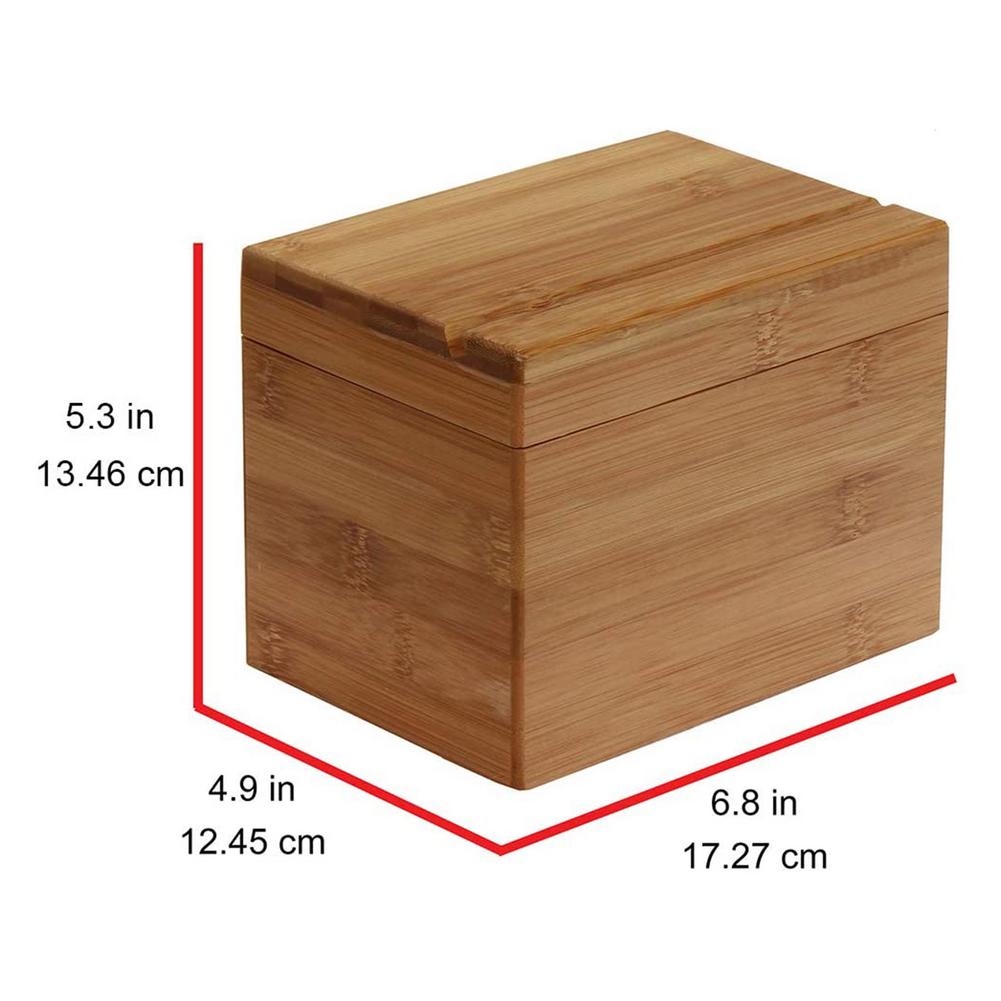 Recipe Storage Box Set Bamboo Recipe Box Wooden Re... – Grandado