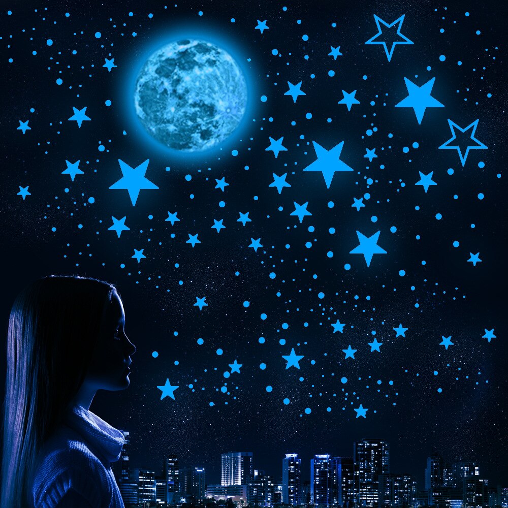 5Pcs Lichtgevende Moon Star Muursticker Lichtgeven... – Vicedeal