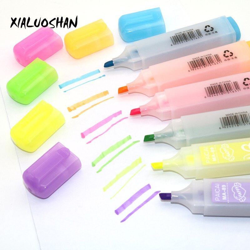 6 Pcs/lot Candy Colors Fluorescent Pen Highlighter... – Grandado