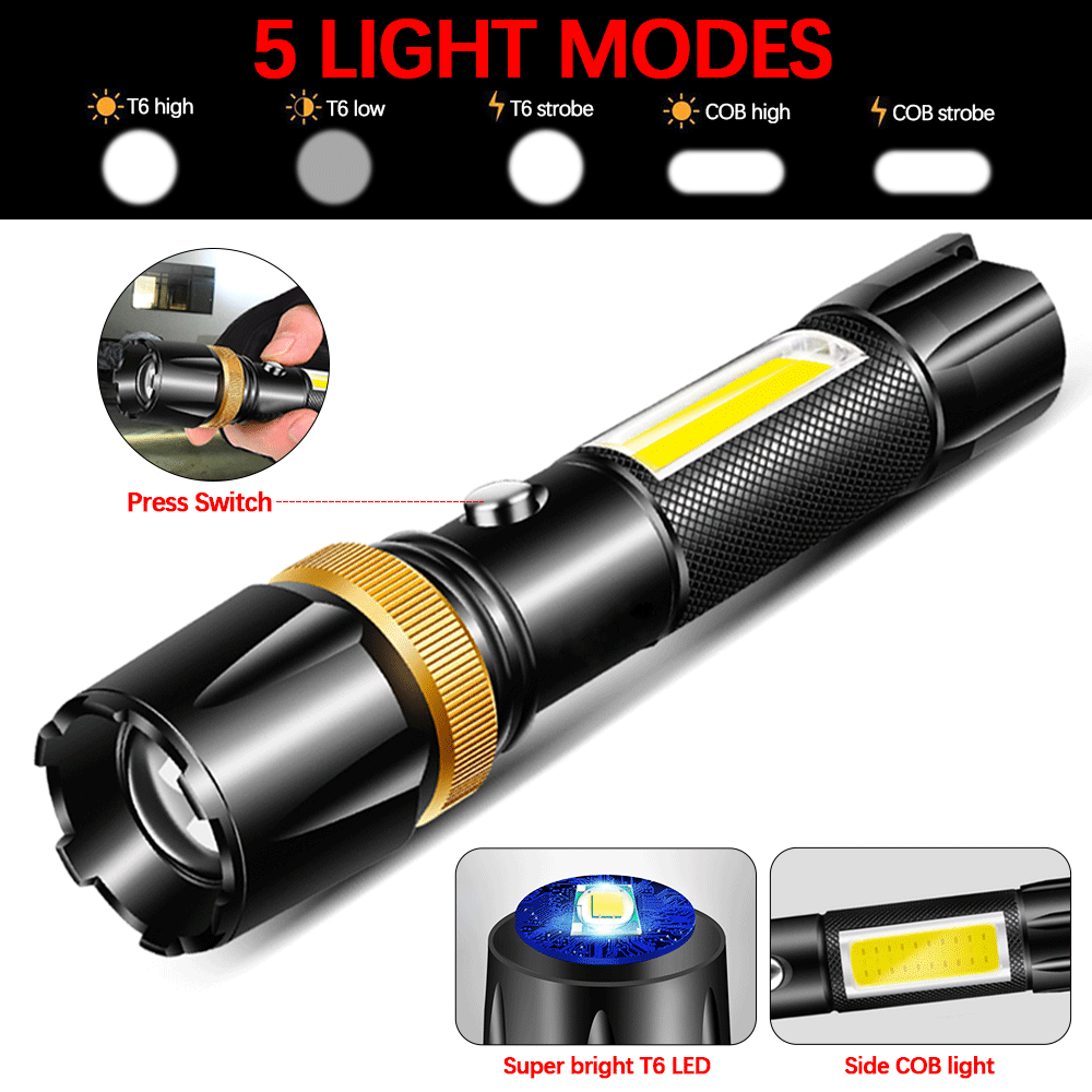 T6/L2 COB Camping Licht 5 Schalter Modi Linterna Z... – Vicedeal