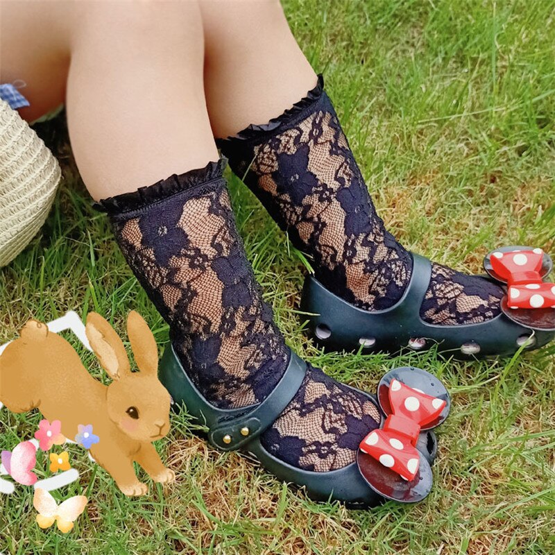 Chaussettes montantes en résille pour enfants fill... – Grandado