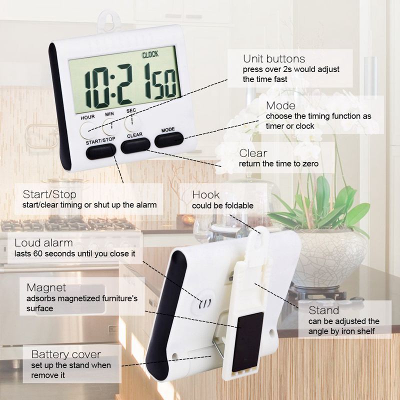 3 Pack 24 Hours Magnetic Kitchen Timers With Digit... – Vicedeal