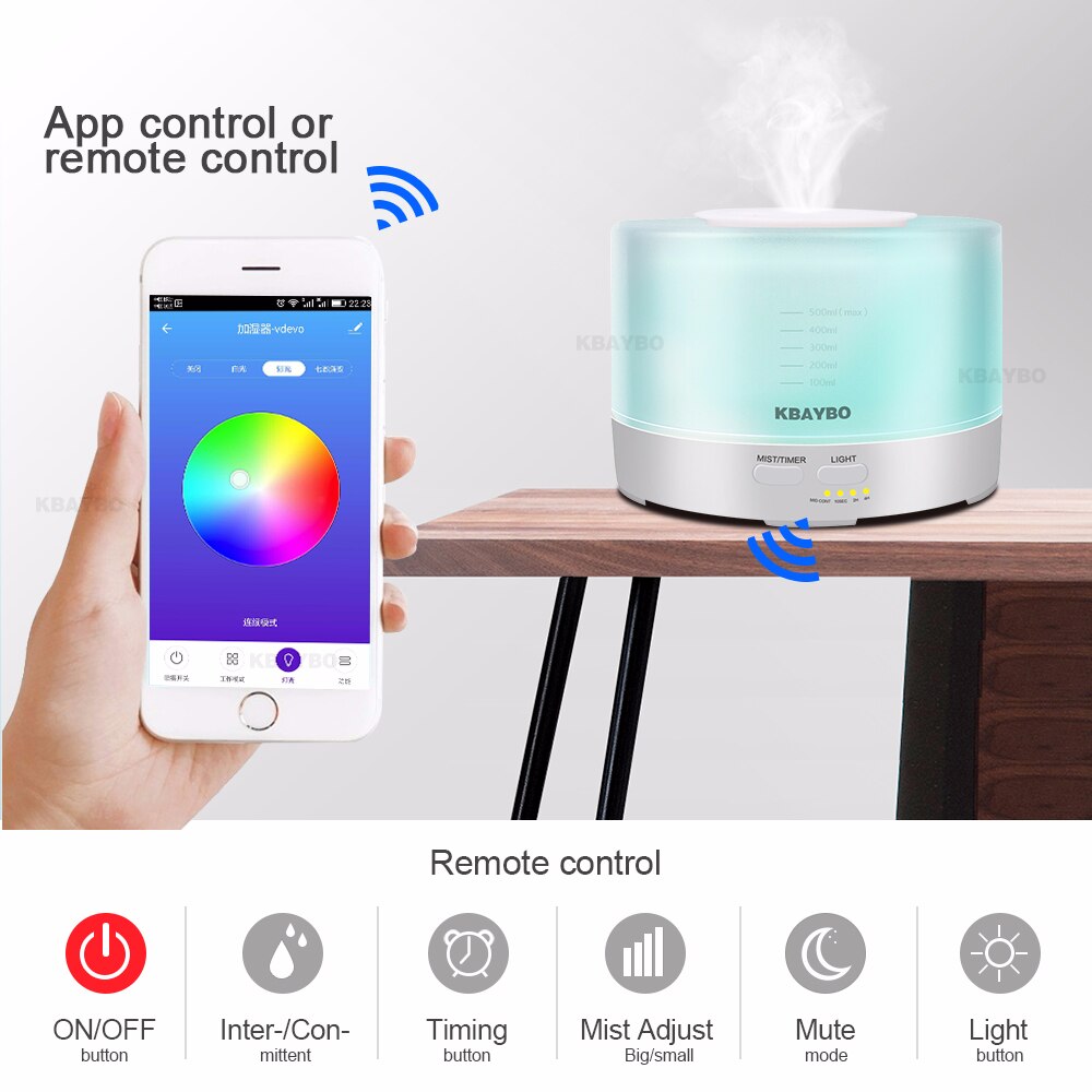 APP remote control 500ml colorful air humidifier, ... – Grandado