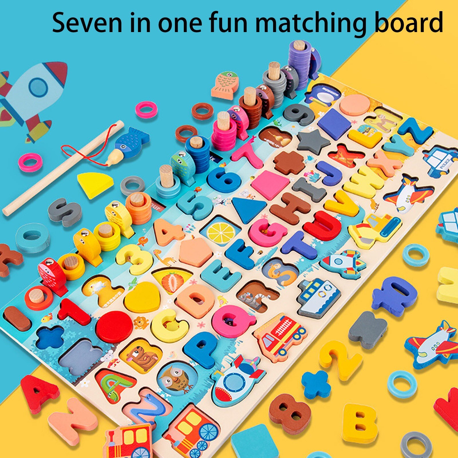 Wooden Number Alphabet Puzzles Shape Sorting Count... – Grandado