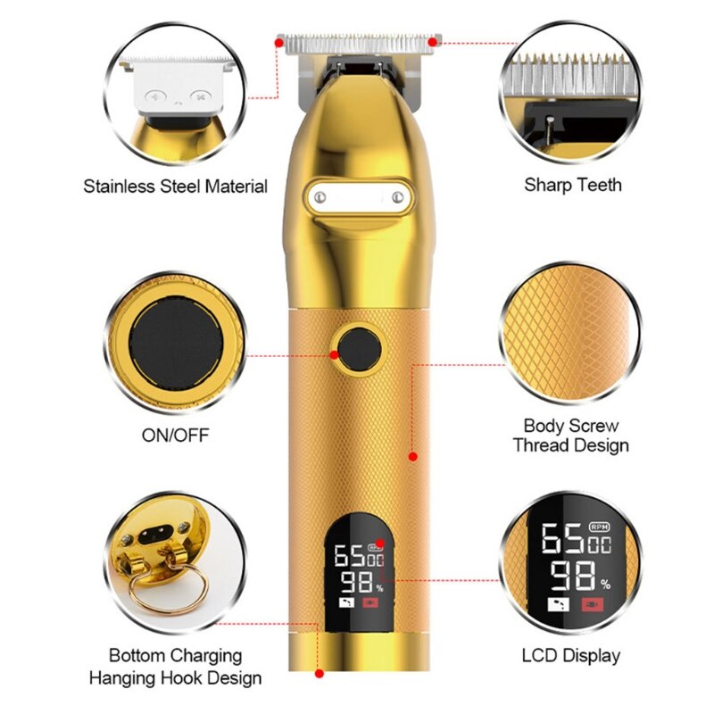 Hair Clippers Men T-Blade Beard Trimmer Barber Gro... – Grandado