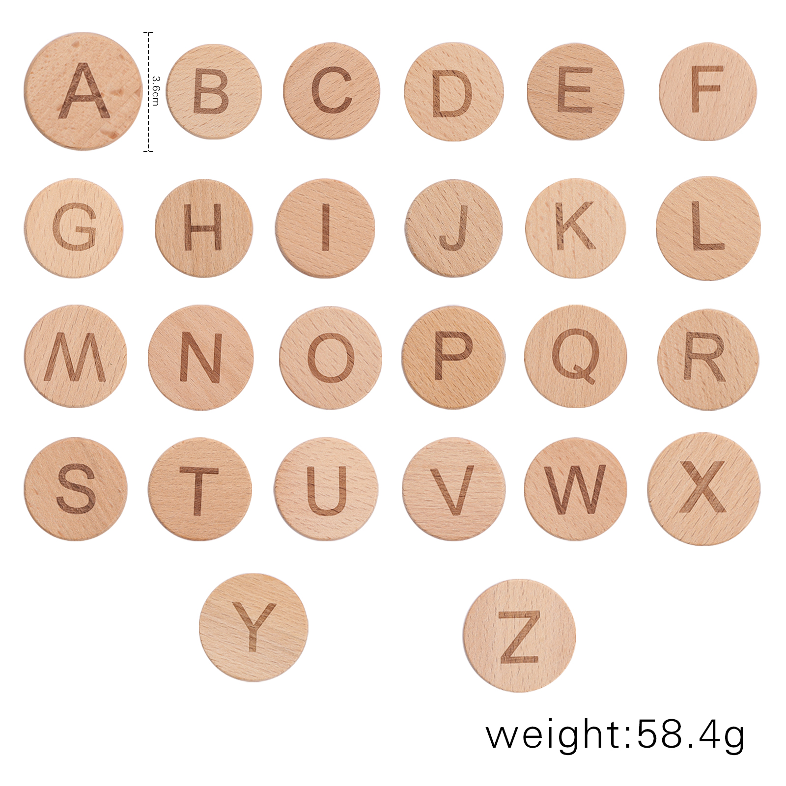 26Pcs/lot Wooden Letter Alphabet Round Shape Engli... – Vicedeal