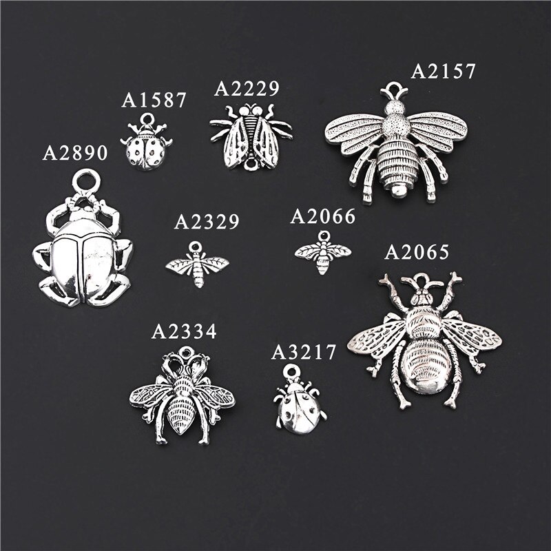 18pcs Mix Silver Color Beetle Insect Charms Bee La... – Grandado