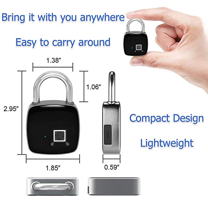 Candado de huella digital recargable por USB, cand... – Grandado
