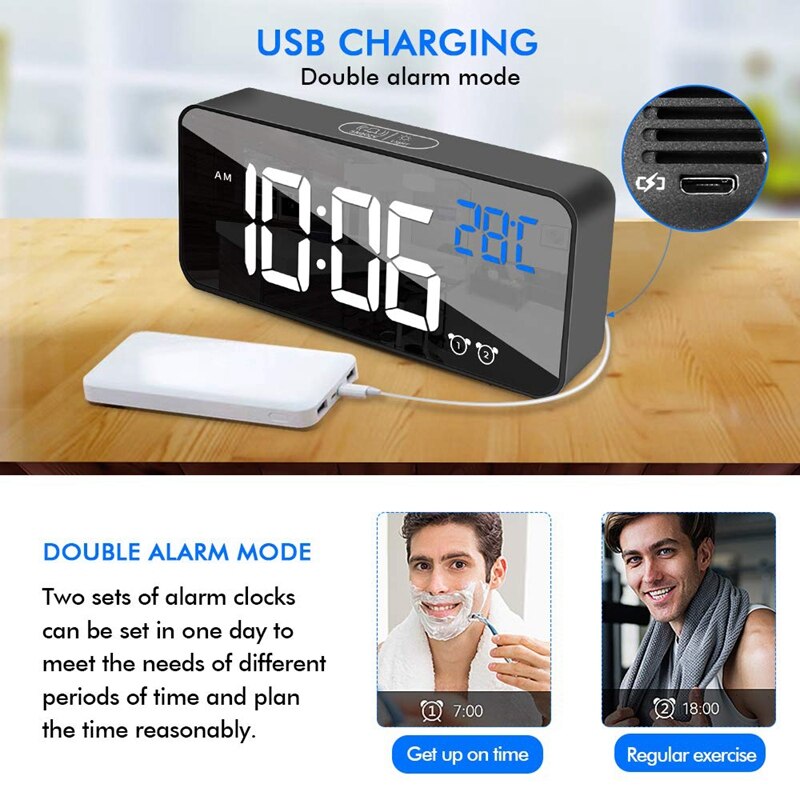 Digital Alarm Clock for Bedrooms LED Display with ... – Grandado