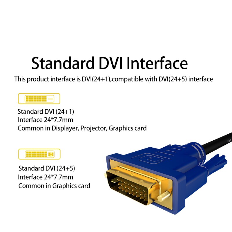 GCX DVI Cable Single Link Male to Male DVI-I 24+1 ... – Grandado