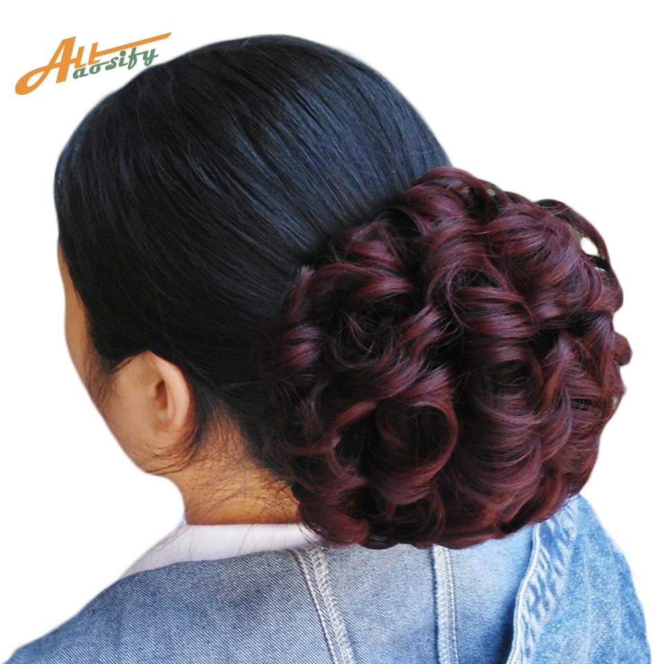 Allaosify Synthetic Chignon Women Curly Hair Exten... – Grandado
