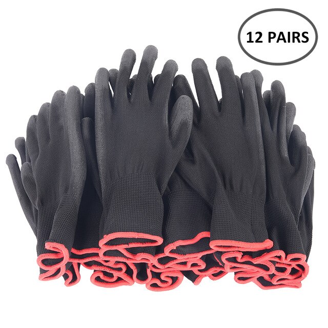 12 Pairs S/M/L Nylon PU Safety Working Gloves Buil... – Vicedeal