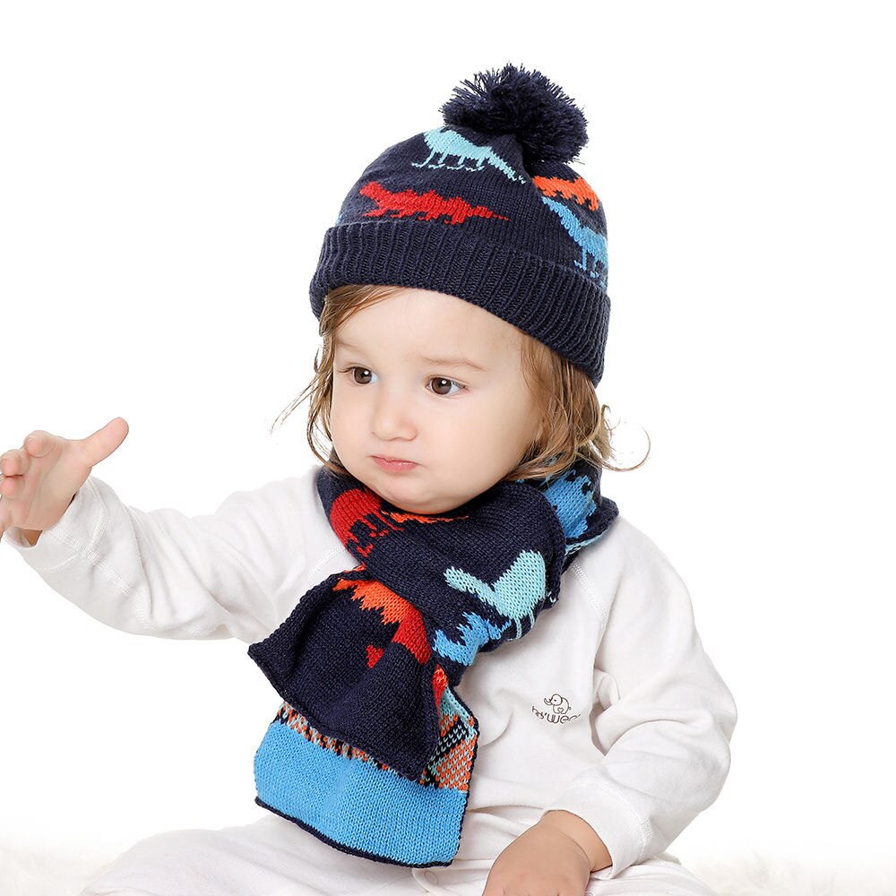 Pompon babyhue med tørklæde sæt baby dreng pige ka... – Grandado