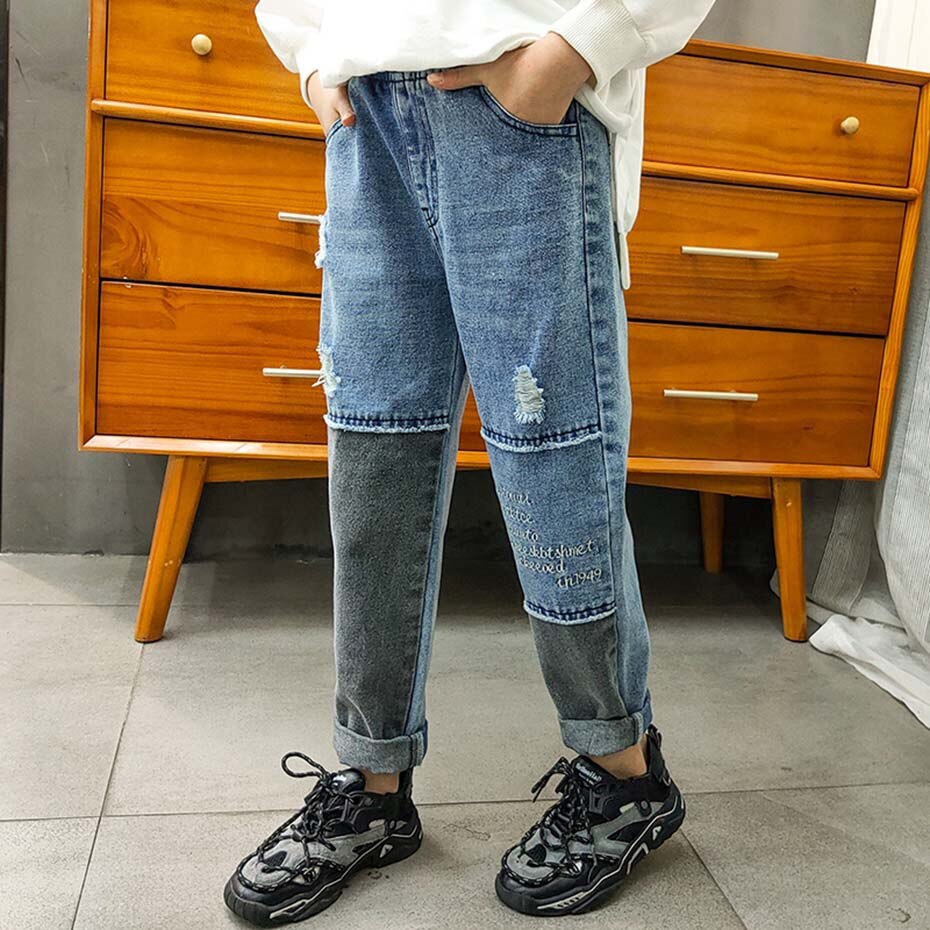Children's Jeans Girl Patchwork Hole Jeans For Gir... – Vicedeal