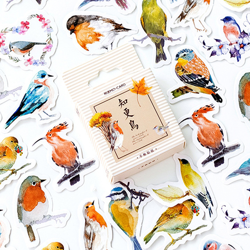 46pcs/lot Cute Robin bird adhesive paper sticker d... – Grandado