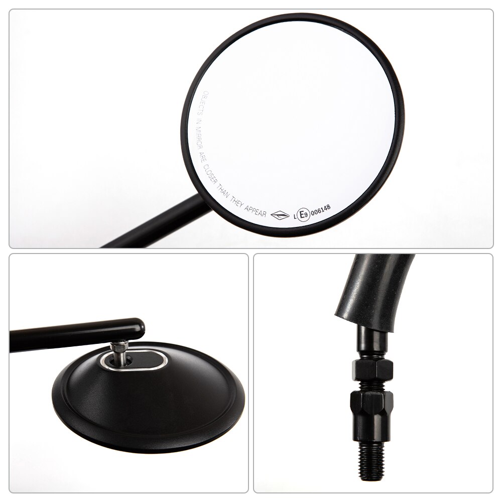 Black Round Motorcycle Rearview Mirrors 10mm Motor... – Grandado