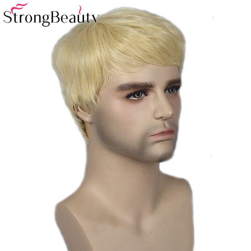 Strong Beauty Gold Blonde Men Wigs Synthetic Wig S... – Grandado