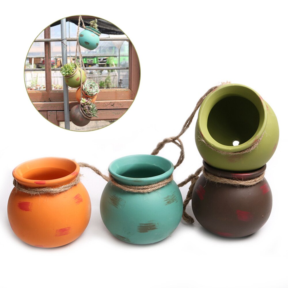 4Pcs Hanging Desert Color Ceramic Pots Kit Wall Ce... – Vicedeal