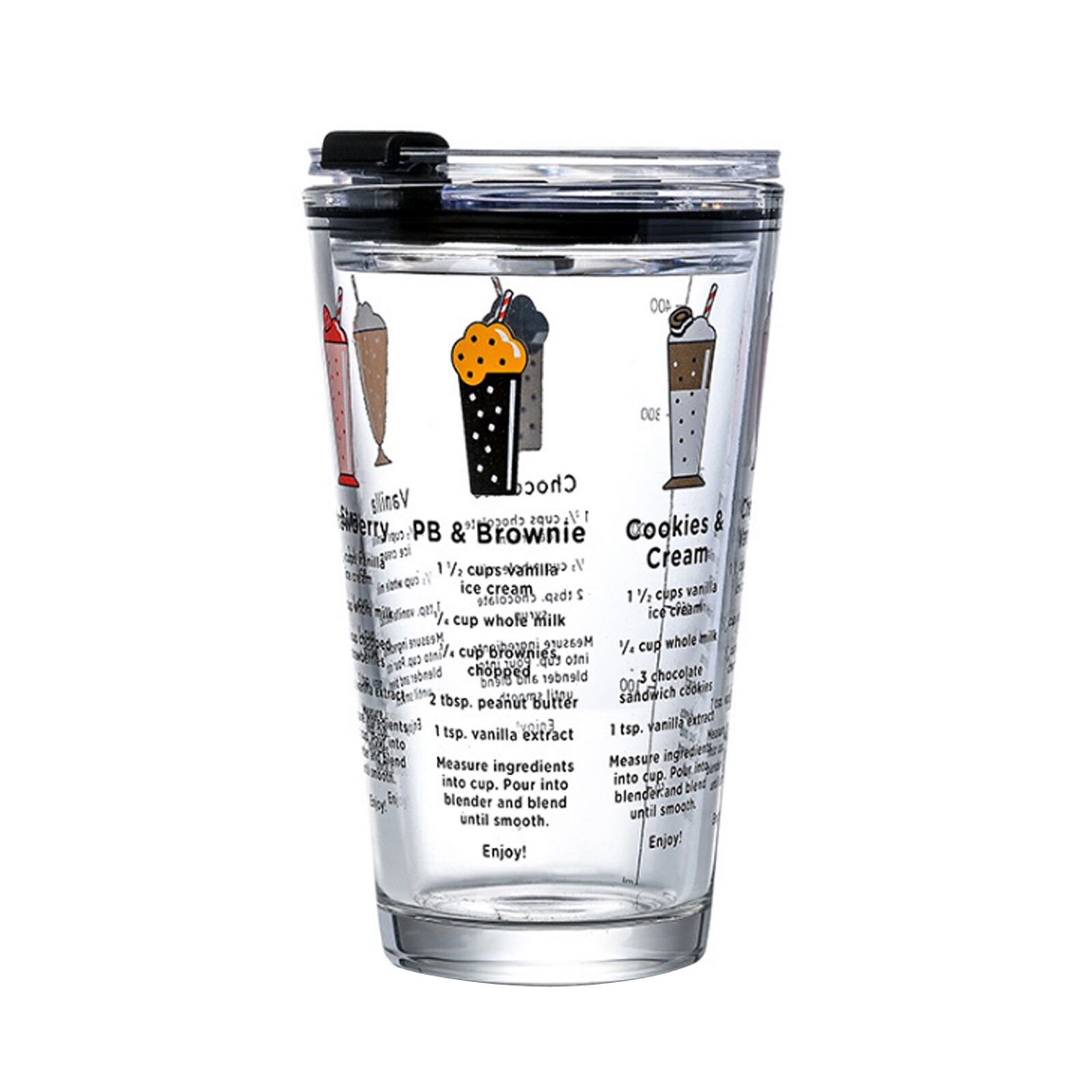 Cute 450ML Glass Straw Cup with Scale Transparent ... – Grandado