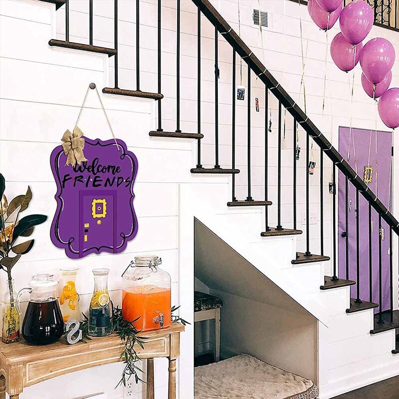 Welcome Friends Sign Front Door Hanger Wooden Frie... – Grandado