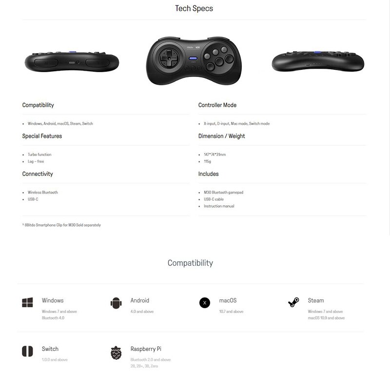 WUIYBN 8BitDo M30 Bluetooth Gamepad Wireless Contr... – Grandado