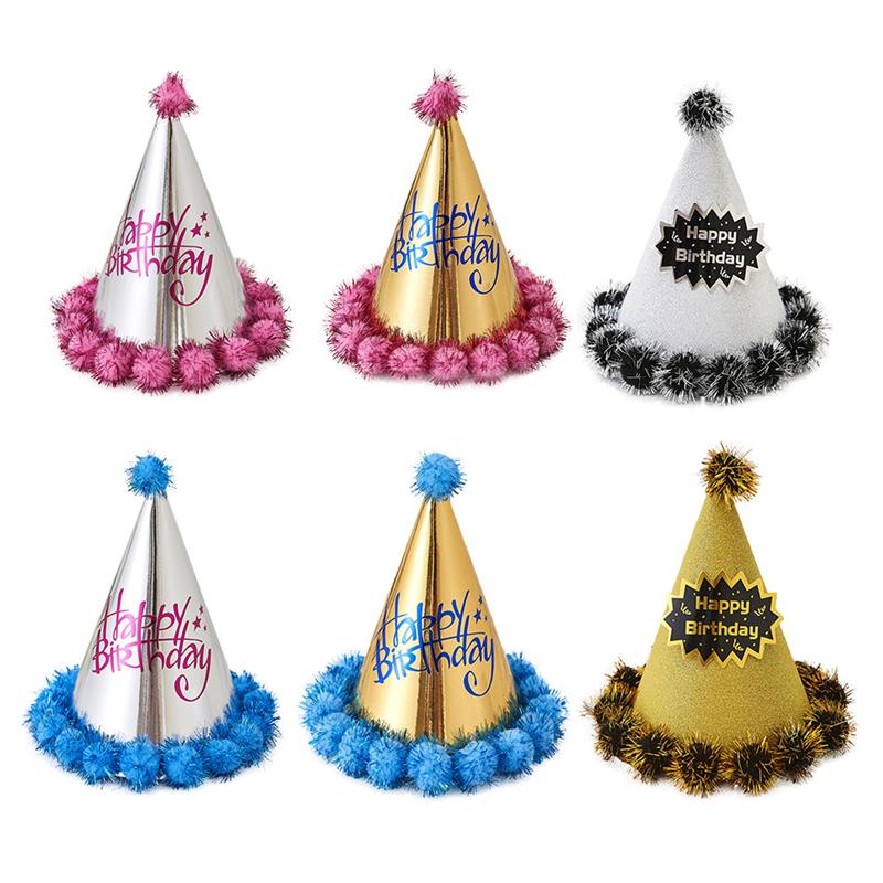 6PCS Birthday Hat Lovely Pointed Pompom Ball Paper... – Grandado