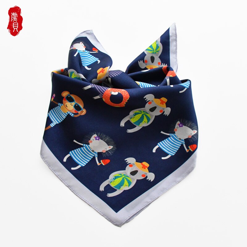 Cartoon koala natural silk scarf kids small square... – Vicedeal