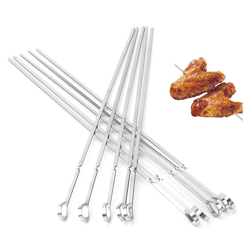 10pcs Stainless Steel BBQ Barbecue Kabob Flat Meta... – Grandado