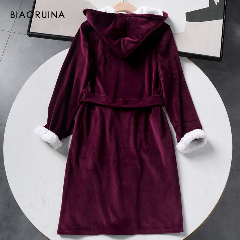 BIAORUINA Women's Velour Burgundy Loose Comfortabl... – Grandado