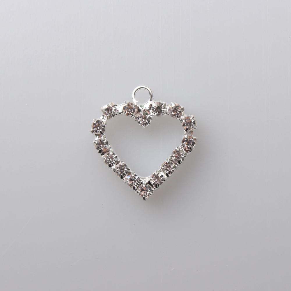 20mm 4/5" Silver Heart rhinestone embellishment DI... – Vicedeal