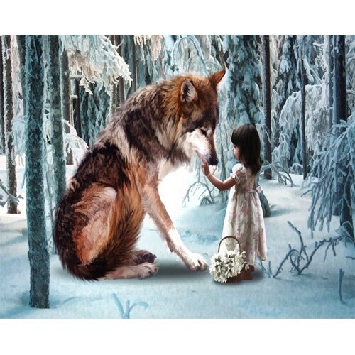 Pictures Picture By Numbers Abstraction Wolf DIY O... – Grandado