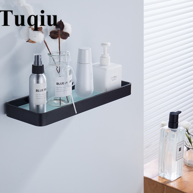 25CM 35CM 45CM Black Aluminum Glass Shelf,Square b... – Grandado