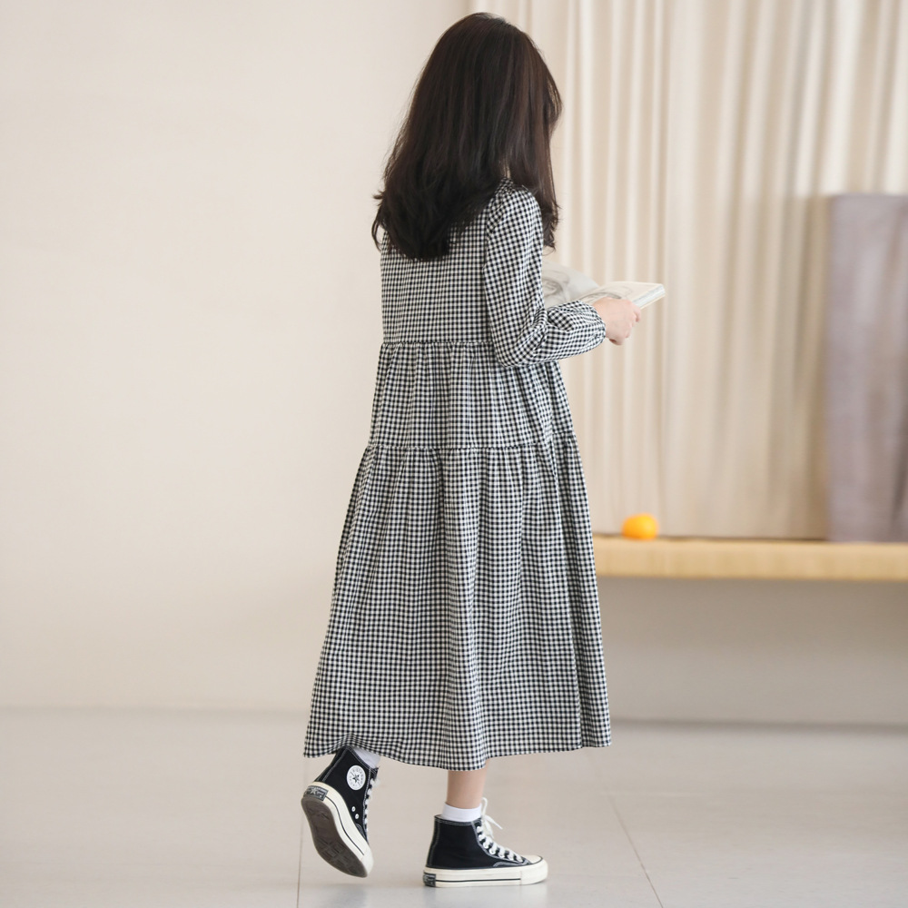 8 to 16 Years Teen Kids Plaid Maxi Dress Girls Aut... – Grandado