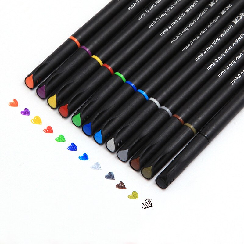 36 Colors 0.4 mm Fiber Marker Pen Fineliners Water... – Vicedeal