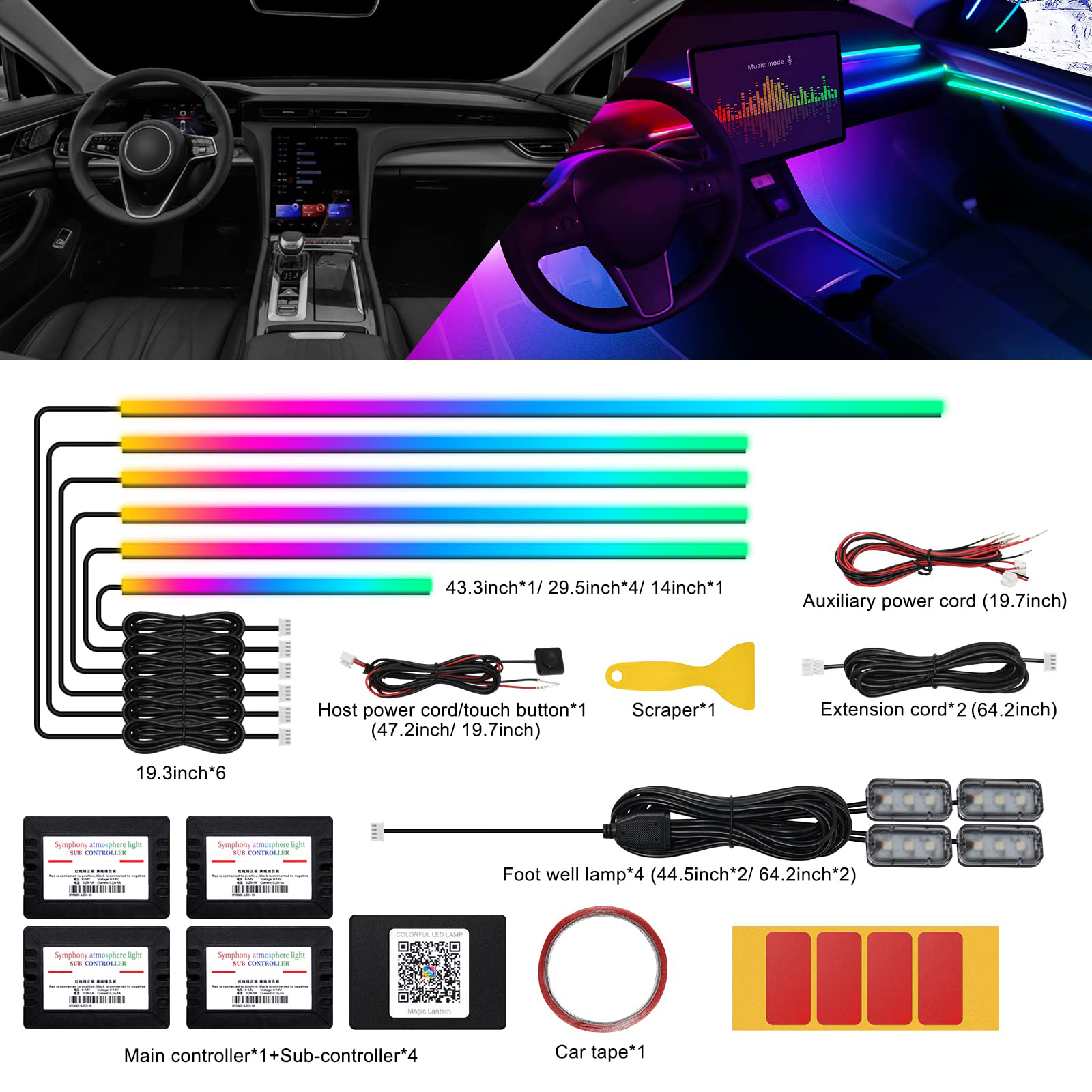 Colorful Car Ambient Lights 22 in 1 Automobile Atm... – Grandado