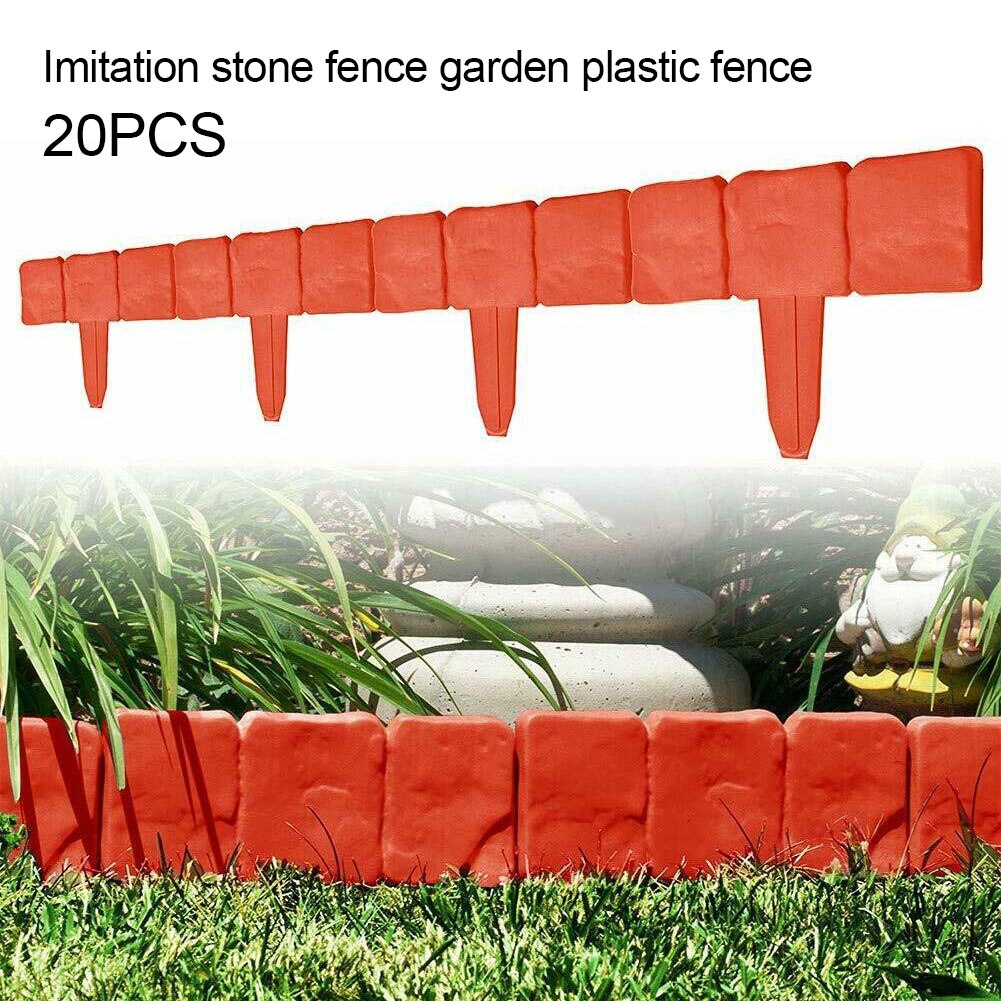20Pcs Orange Garden Fence Edging Cobbled Stone Eff... – Grandado