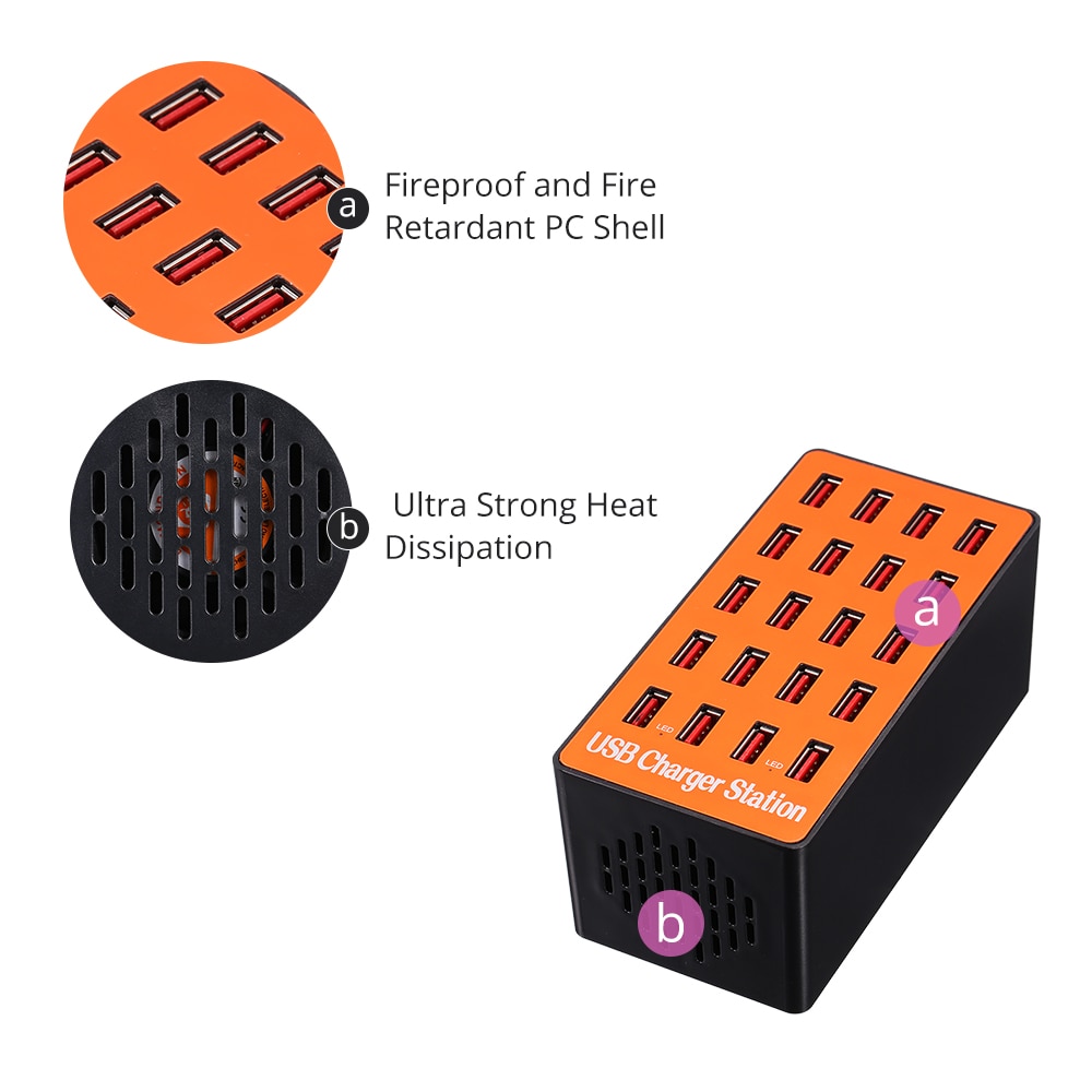 100 W 20-Port USB Hubs Met Lader Adapter Smart Opl... – Grandado