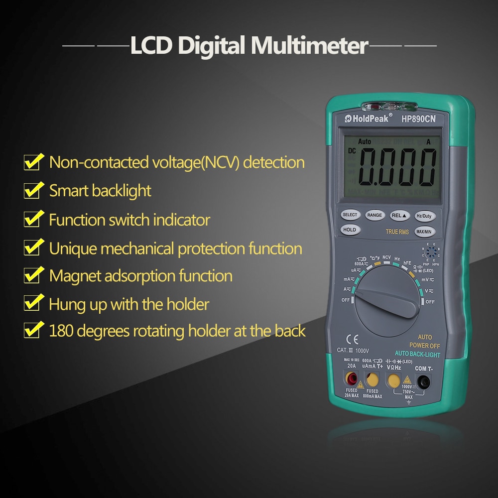 Holdpeak HP-890CN Lcd Digitale Multimeter Dc Ac Voltage Current Meter ...