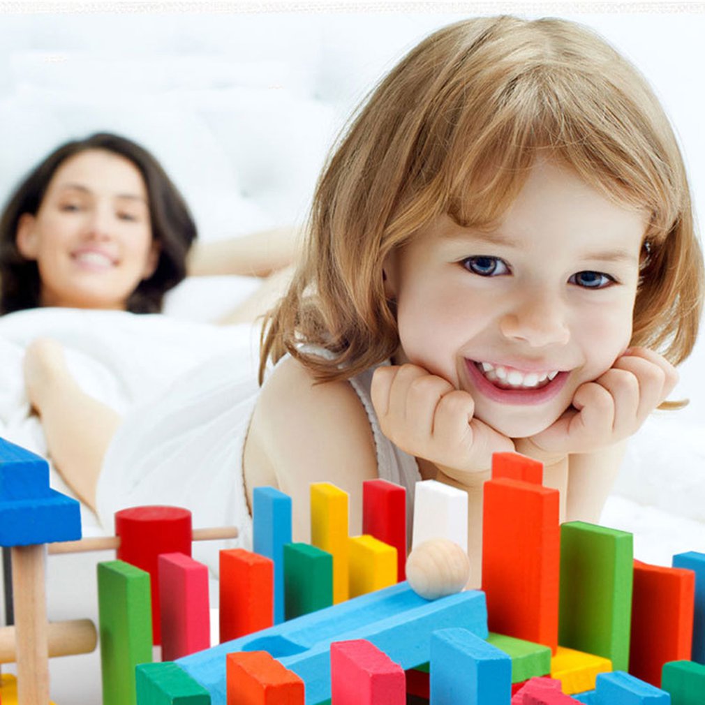 100 Pcs Wooden Dominoes Block Tiles Bright Tumblin... – Grandado