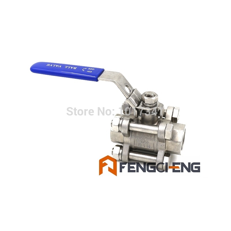 Stainless Steel 316 3-piece Ball Valve, 1/2"NPT, a... – Vicedeal