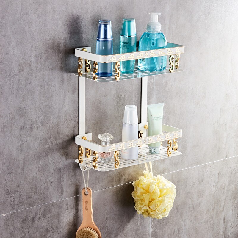 Black aluminum Bathroom shelf cosmetic rack bathro... – Vicedeal