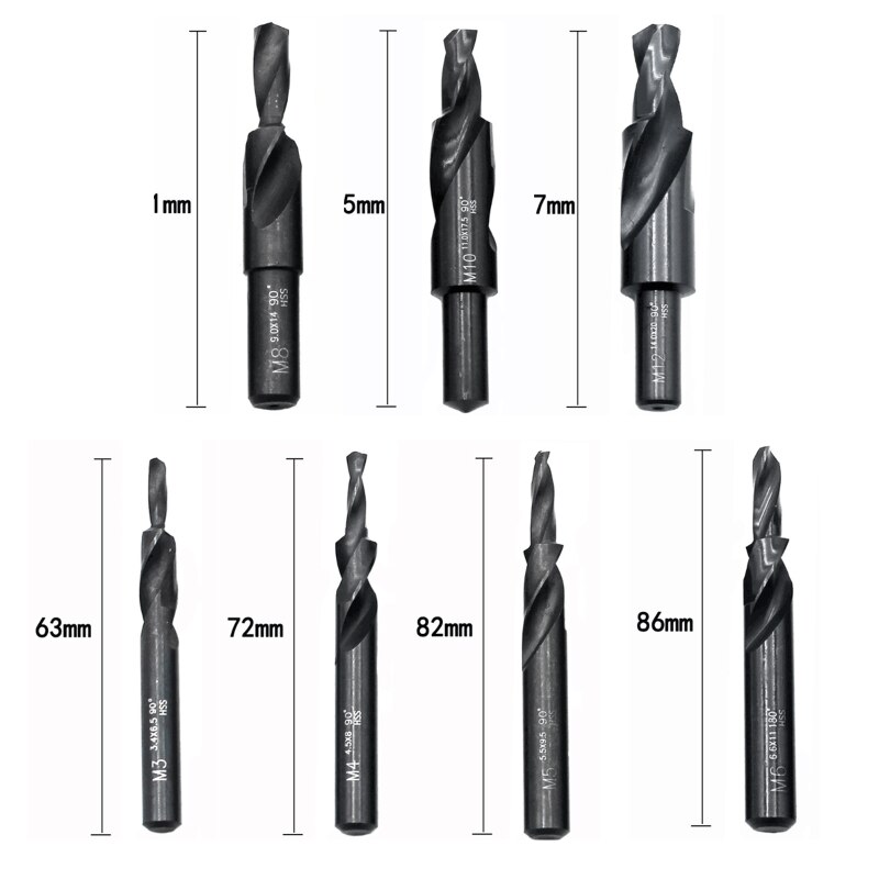M3-12 90/180 Degree HSS Twist Step Drill Bits 6542... – Vicedeal
