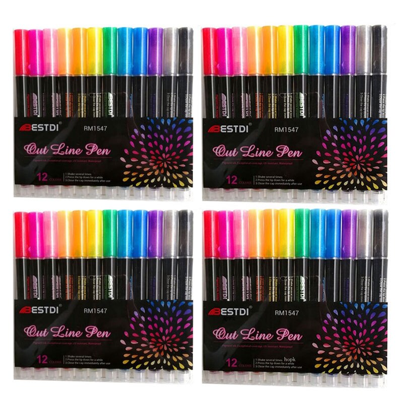 8 /12 Pcs/set Double Line Pen Outline Paint Marker... – Grandado