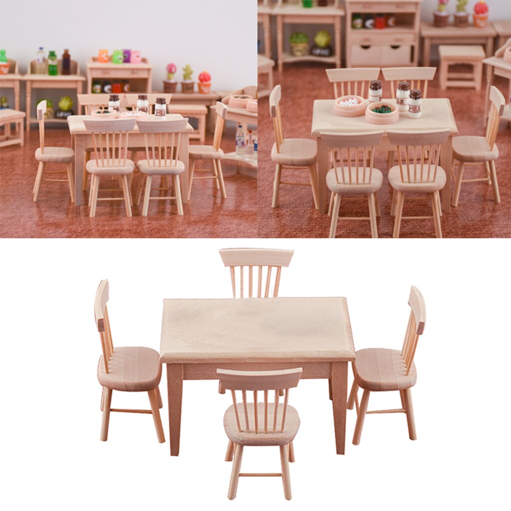 Set Of 5pcs Miniature Dining Table And Chairs Mode... – Grandado