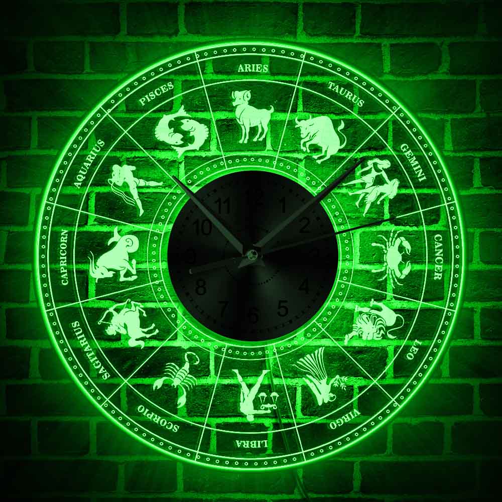 Zodiac Symbols LED Acrylic Wall Clock 12 Constella... – Vicedeal