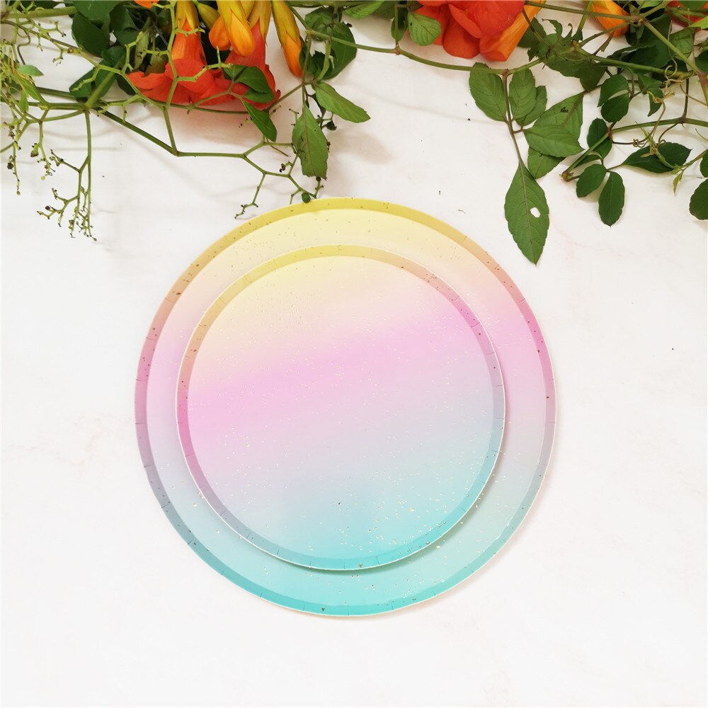 8pcs Rainbow Color Plates Pastel Macaron Unicorn R... – Grandado