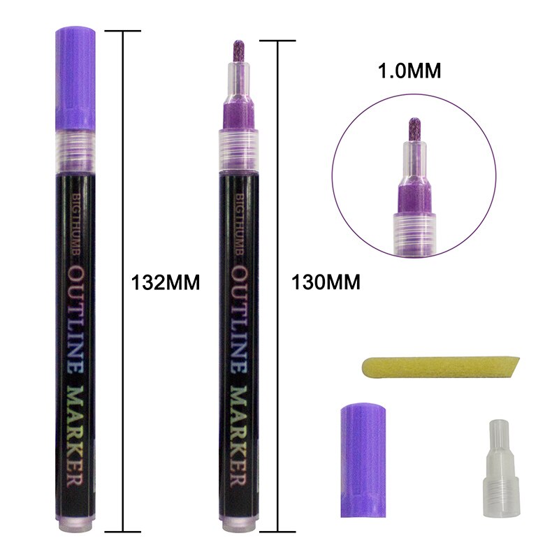12/24 Colors Double Line Outline Pen Set Metallic ... – Grandado