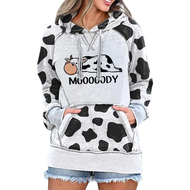 Dames Leuke Koe Elementen Gedrukt Sweatshirt Lange... – Grandado