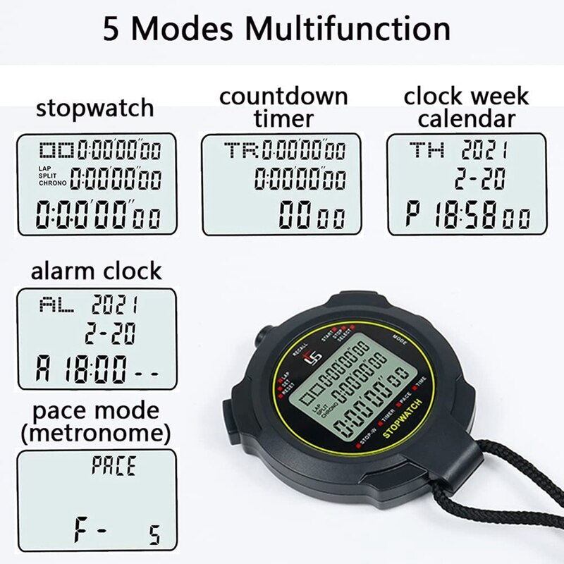 Digital Sports Stopwatch, 10Lap /Split Memory Stop... – Grandado Digital Sports Stopwatch, 10Lap /Split Memory Stop... – Grandado